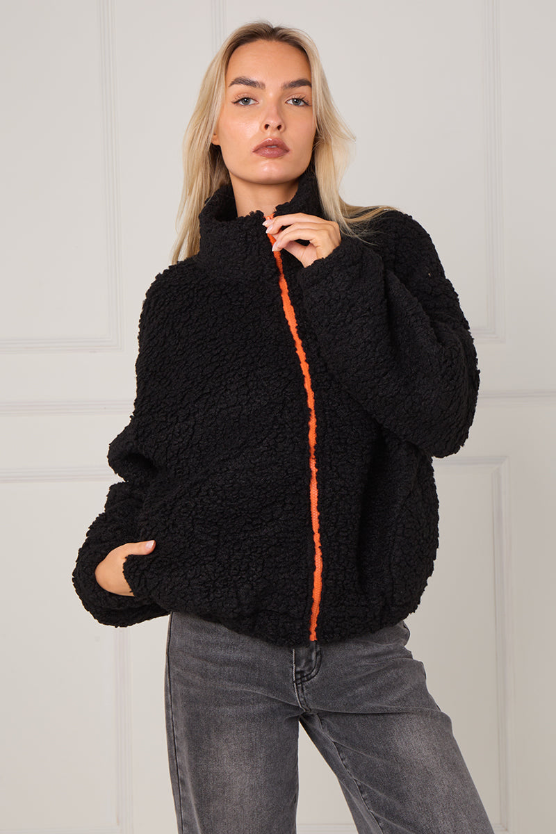LUXE LONDON WHOLESALE | Neon Zip Borg Jacket – Luxe London Wholesale